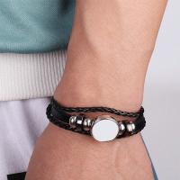China Valentine's Gift Jewelry Leather Cuff Bracelet Handmade Jewelry Men and Women Sublimation Leather Bracelet for sale