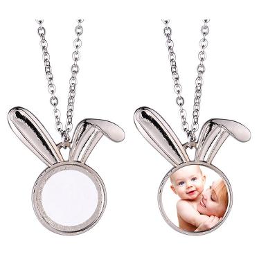 China Sublimation Rabbit Pendant Necklace Personalized Easter Gifts Bunny Necklace For Heat Transfer for sale