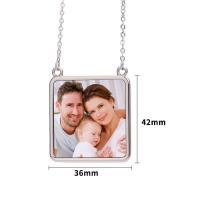 China Personalized Photo Necklace DIY Unisex Sublimation Square Shape Pendant Necklace for sale