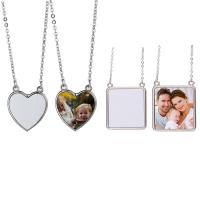 China Personalized Photo Necklace DIY Unisex Sublimation Square Shape Pendant Necklace for sale