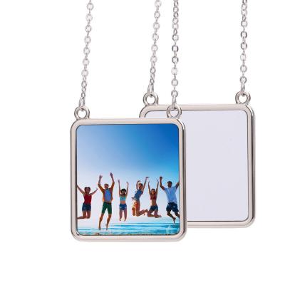China Personalized Photo Necklace DIY Unisex Sublimation Square Shape Pendant Necklace for sale
