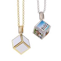 China Custom Photo Necklace Gold Silver Sublimation Dice Pendant Necklace for sale