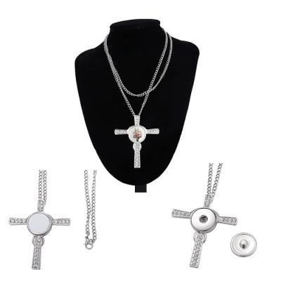 China Sublimation Cross Photo Necklace Pendant With Cubic Zirconia Sublimation Necklaces for sale