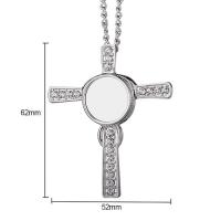 China Sublimation Cross Photo Necklace Pendant With Cubic Zirconia Sublimation Necklaces for sale