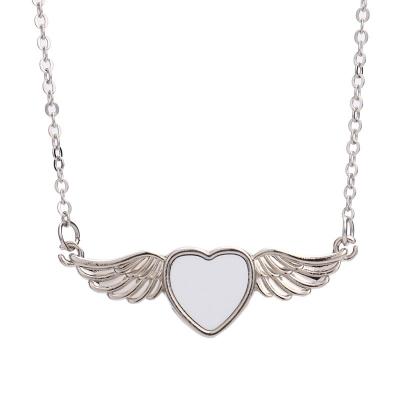 China Jewelry Laser Back Pendant Personalized Angel Wing Necklace Memory Pendant With Wings for sale