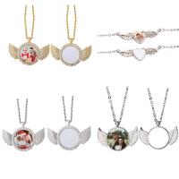 China Jewelry Laser Back Pendant Personalized Angel Wing Necklace Memory Pendant With Wings for sale