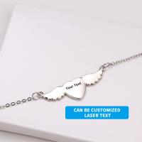 China Jewelry Laser Back Pendant Personalized Angel Wing Necklace Memory Pendant With Wings for sale