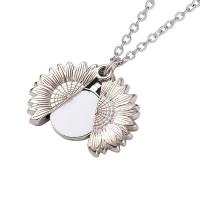 China Custom Blank Vintage Sublimation Sunflower Locket Necklace Personalized Locket With Photo for sale