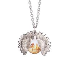 China Custom Blank Vintage Sublimation Sunflower Locket Necklace Personalized Locket With Photo for sale