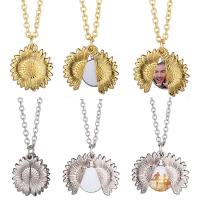 China Custom Blank Vintage Sublimation Sunflower Locket Necklace Personalized Locket With Photo for sale