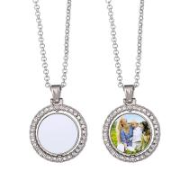 China Custom Reversible Photo Pendant Blanks Double Sided Sublimation Necklace Photo Jewelry for sale