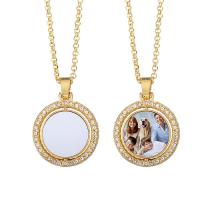 China Custom Reversible Photo Pendant Blanks Double Sided Sublimation Necklace Photo Jewelry for sale