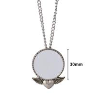 China Custom Gift Party Wedding Vintage Brooch Necklace Pendant Sublimation Angel Wings Necklace for sale