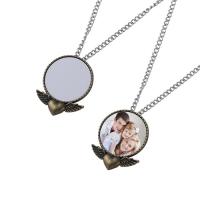 China Custom Gift Party Wedding Vintage Brooch Necklace Pendant Sublimation Angel Wings Necklace for sale