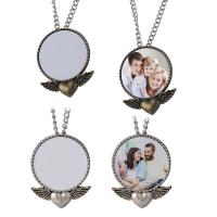 China Custom Gift Party Wedding Vintage Brooch Necklace Pendant Sublimation Angel Wings Necklace for sale