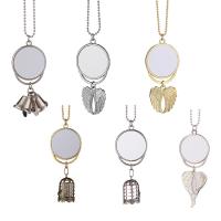 China Double Sided Printable Metal Car Hanging Ornament Blank Pendant With Birdcage Fragrance Sublimation Car Ornament for sale
