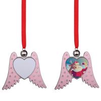 China Sublimation Blank Metal Angel Wings Christmas Ornaments Custom Christmas Gifts for sale