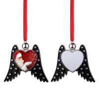 China Sublimation Blank Metal Angel Wings Christmas Ornaments Custom Christmas Gifts for sale