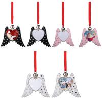 China Sublimation Blank Metal Angel Wings Christmas Ornaments Custom Christmas Gifts for sale