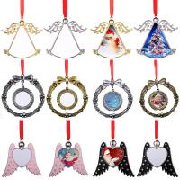 China Sublimation Blank Metal Angel Wings Christmas Ornaments Custom Christmas Gifts for sale