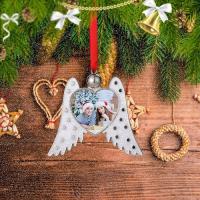 China Sublimation Blank Metal Angel Wings Christmas Ornaments Custom Christmas Gifts for sale