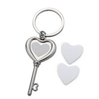 China Valentine'S Day Gift DIY Zinc Alloy Sublimation Photo Heart Key Keychain for sale