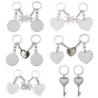 China Valentine'S Day Gift DIY Zinc Alloy Sublimation Photo Heart Key Keychain for sale