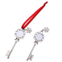 China Sublimation Christmas Key Pendant Blanks Snowflake Ornament Metal Christmas Decorations for sale