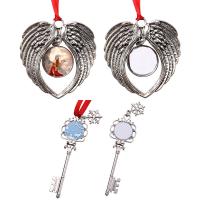 China Sublimation Christmas Key Pendant Blanks Snowflake Ornament Metal Christmas Decorations for sale