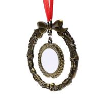 China Personalized Christmas Ornaments Wreath Shape Sublimation Blank Christmas Decorations Xmas Tree & Pendant Ornaments For Thermal Transfer Print for sale