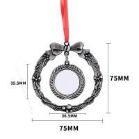 China Personalized Christmas Ornaments Wreath Shape Sublimation Blank Christmas Decorations Xmas Tree & Pendant Ornaments For Thermal Transfer Print for sale