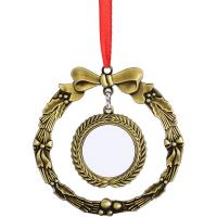 China Personalized Christmas Ornaments Wreath Shape Sublimation Blank Christmas Decorations Xmas Tree & Pendant Ornaments For Thermal Transfer Print for sale