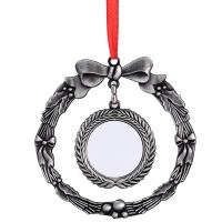 China Personalized Christmas Ornaments Wreath Shape Sublimation Blank Christmas Decorations Xmas Tree & Pendant Ornaments For Thermal Transfer Print for sale