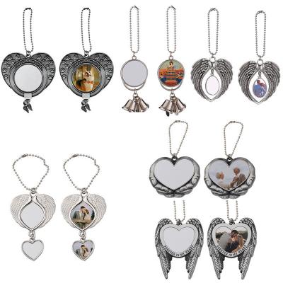 China Custom Logo Car Hanging Ornament Metal Christmas Angel Wing Ornaments Sublimation Blanks Christmas Decorations for sale