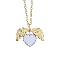 China Custom Sublimation Angel Wings Heart Locket Pendant Necklace Personalized Locket Necklace for sale