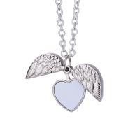 China Custom Sublimation Angel Wings Heart Locket Pendant Necklace Personalized Locket Necklace for sale