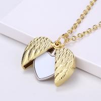 China Custom Sublimation Angel Wings Heart Locket Pendant Necklace Personalized Locket Necklace for sale