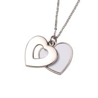 China Sublimation Heart Shape Sliding Silver Locket Necklace Custom Printing Sublimation DIY Blank Love Necklace Picture Pendant for sale