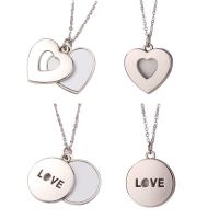 China Sublimation Heart Shape Sliding Silver Locket Necklace Custom Printing Sublimation DIY Blank Love Necklace Picture Pendant for sale