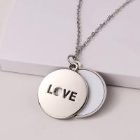 China Sublimation Heart Shape Sliding Silver Locket Necklace Custom Printing Sublimation DIY Blank Love Necklace Picture Pendant for sale