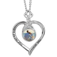China Sublimation Blanks Heart Button Necklace For Valentine'S Day Custom Pendant Necklace for sale
