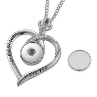 China Sublimation Blanks Heart Button Necklace For Valentine'S Day Custom Pendant Necklace for sale