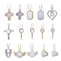China Sublimation Blanks Heart Button Necklace For Valentine'S Day Custom Pendant Necklace for sale