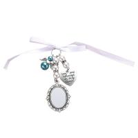 China Sublimation Blank Customizable Silver Memorial Wedding Bouquet Photo Charm With Pearl for sale