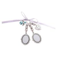 China Sublimation Blank Customizable Silver Memorial Wedding Bouquet Photo Charm With Pearl for sale