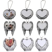 China Creative Christmas Ornament Heart In Hands Sublimation Car Charm Pendants Blanks For Heat Press for sale