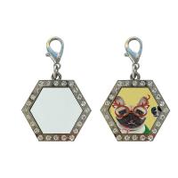 China Sublimation Dog Tags Blanks With Diamond Trim Accents Customized Pet Tags For Sublimation for sale