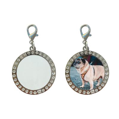 China Sublimation Dog Tags Blanks With Diamond Trim Accents Customized Pet Tags For Sublimation for sale