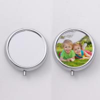 China Round Metal Sublimation Pill Box With Aluminum Insert for sale