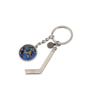 China Personalized Zinc Alloy Sublimation Metal Blank Hockey Keychains Blanks Fathers Day Gift Keychain for sale